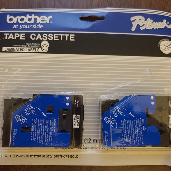 Brother | Office | 2pk 2 12mm Black On White Ptouch Tc Tape Brother Pt1 ...